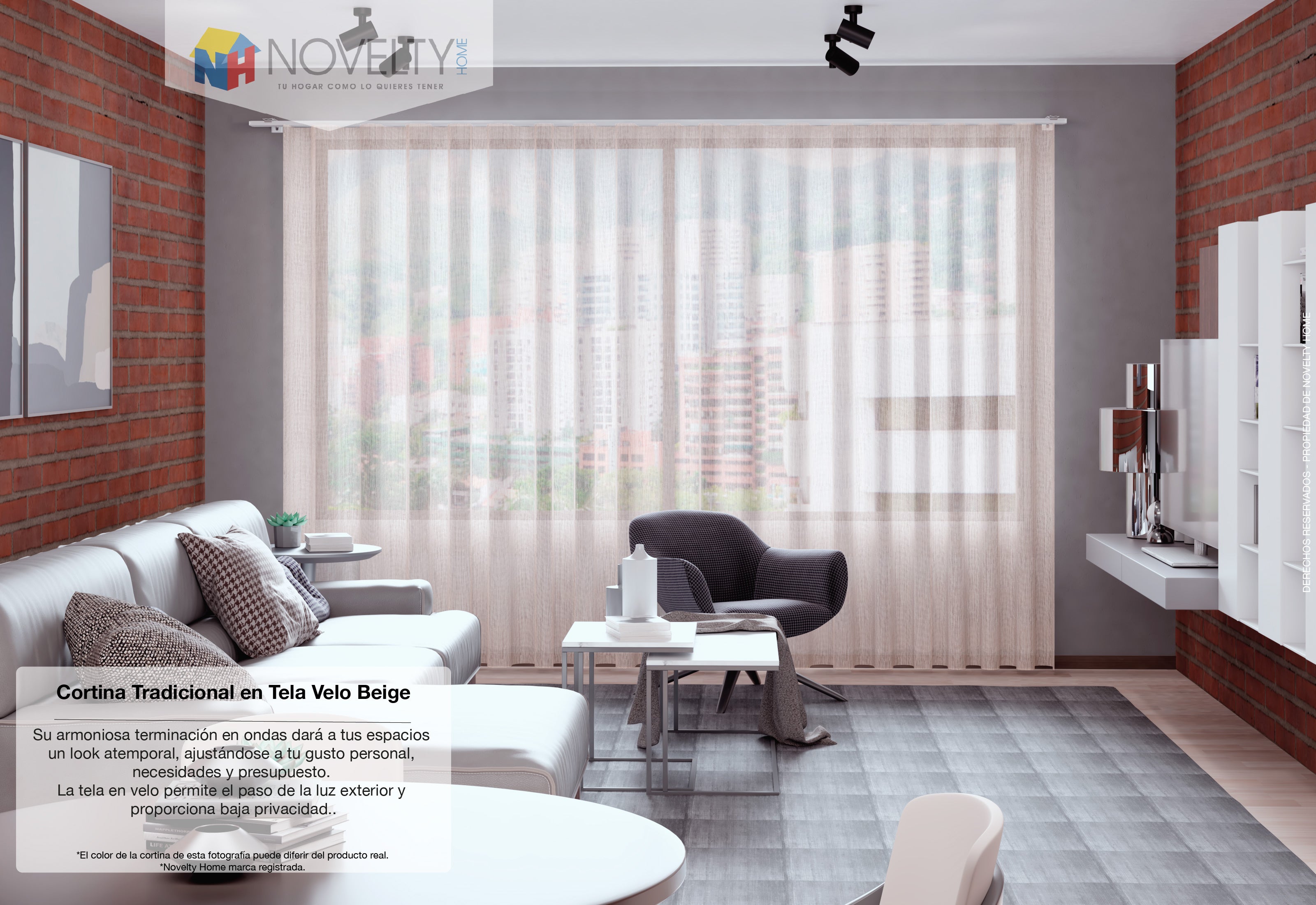 Cortina Tradicional en Tela Velo Nieve Beige – Novelty home - Cortinas ...